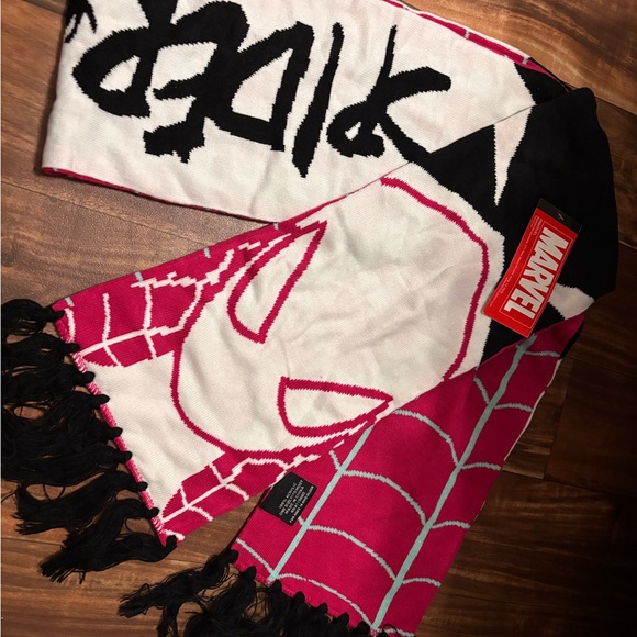 Marvel | Accessories | Marvel Spiderman Pink And Black Graphic Scarf ...